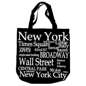 new york black and white canvas 100% (14 inches) cotton new york city tote bag souvenir