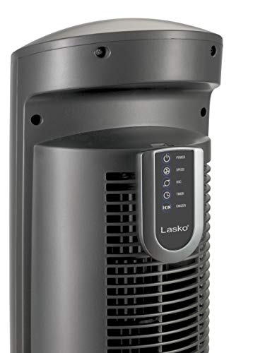 Lasko Portable Electric 42" Oscillating Tower Fan with Fresh Air Ionizer, Timer and Remote Control for Indoor, Bedroom and Home Office Use, Silver 2551