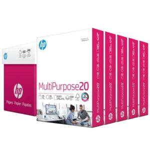 hp printer paper | 8.5 x 11 paper | multipurpose 20 lb | 5 ream case - 2500 sheets | 96 bright | made in usa - fsc certified | 115100pc