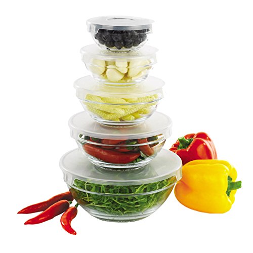 Home Basics Clear Glass Food Storage Containers with Plastic Lids (Clear Lids)