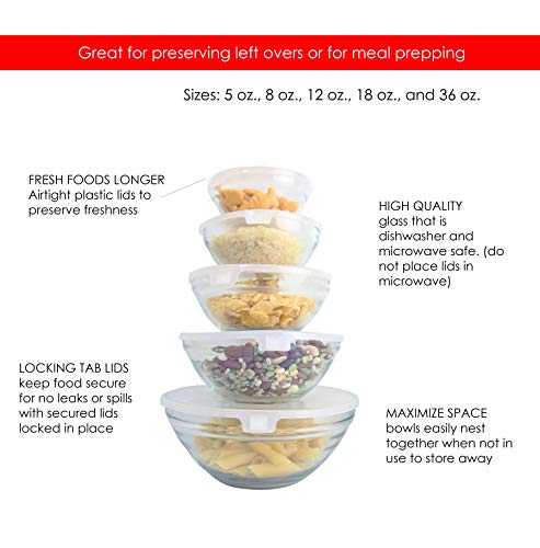 Home Basics Clear Glass Food Storage Containers with Plastic Lids (Clear Lids)