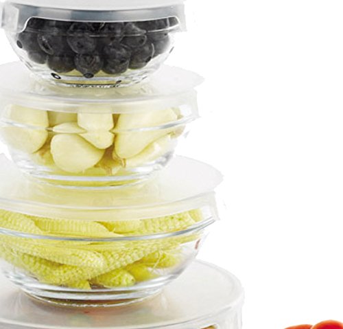 Home Basics Clear Glass Food Storage Containers with Plastic Lids (Clear Lids)