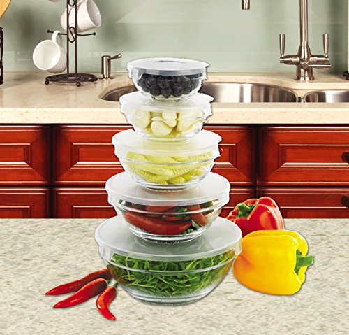 Home Basics Clear Glass Food Storage Containers with Plastic Lids (Clear Lids)