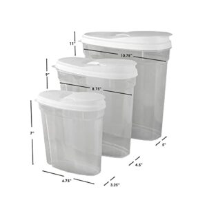 Home Basics 3-Piece Cereal Food Storage Container, White Lids