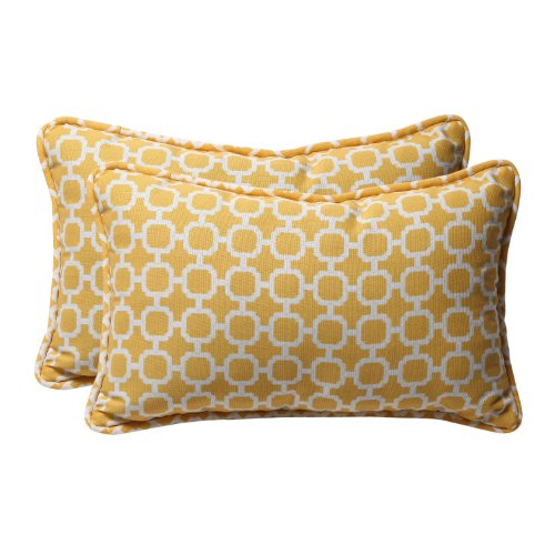 Pillow Perfect Outdoor/Indoor Hockley Banana Lumbar Pillows, 11.5" x 18.5", Yellow, 2 Count