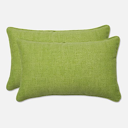 Pillow Perfect Pompeii Solid Indoor/Outdoor Lumbar Pillow Plush Fill, Weather and Fade Resistant, Lumbar - 11.5" x 18.5",, Green, 2 Count