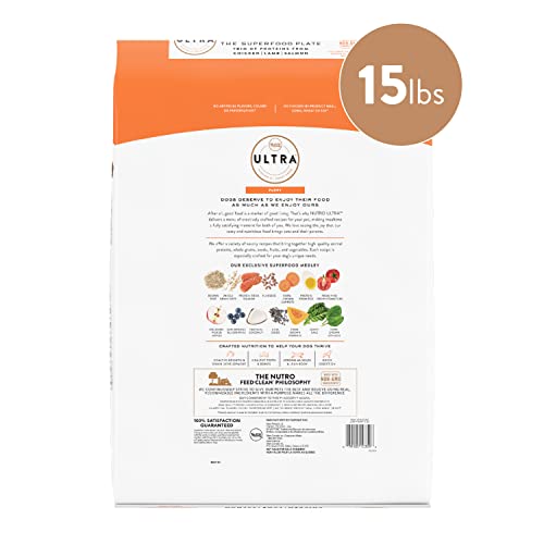 NUTRO ULTRA High Protein Natural Dry Dog Puppy Food with a Trio of Proteins from Chicken Lamb and Salmon, 15 lb. Bag