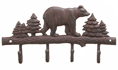 Cast Iron Bear Wall Key Rack Holder 4 Hooks Coat Hook Home Decor