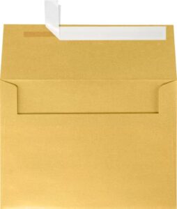 luxpaper a7 invitation envelopes | peel & press | 5 1/4" x 7 1/4" | gold metallic | 80lb. text | 50 qty