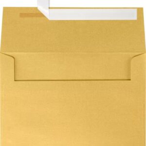 LUXPaper A7 Invitation Envelopes | Peel & Press | 5 1/4" x 7 1/4" | Gold Metallic | 80lb. Text | 50 Qty