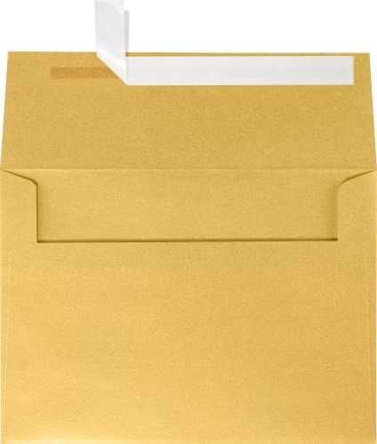 LUXPaper A7 Invitation Envelopes | Peel & Press | 5 1/4" x 7 1/4" | Gold Metallic | 80lb. Text | 50 Qty