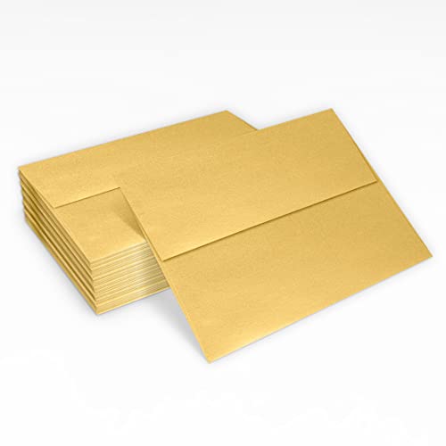 LUXPaper A7 Invitation Envelopes | Peel & Press | 5 1/4" x 7 1/4" | Gold Metallic | 80lb. Text | 50 Qty