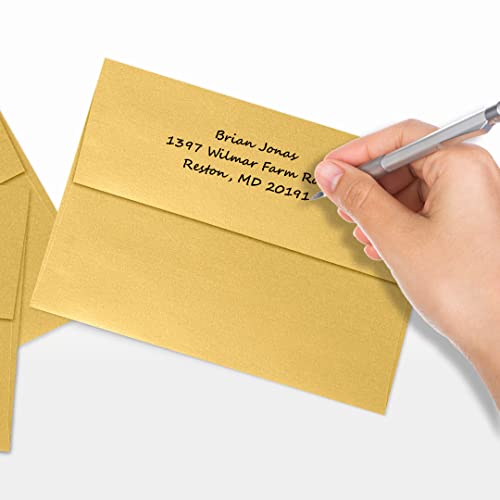 LUXPaper A7 Invitation Envelopes | Peel & Press | 5 1/4" x 7 1/4" | Gold Metallic | 80lb. Text | 50 Qty