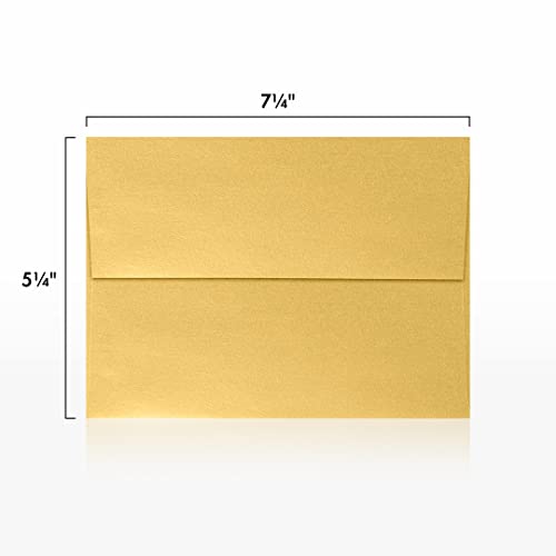 LUXPaper A7 Invitation Envelopes | Peel & Press | 5 1/4" x 7 1/4" | Gold Metallic | 80lb. Text | 50 Qty