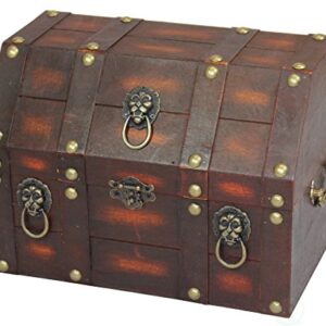 Vintiquewise(TM) Antique Pirate Treasure Chest/Box with Lion Rings