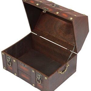 Vintiquewise(TM) Antique Pirate Treasure Chest/Box with Lion Rings