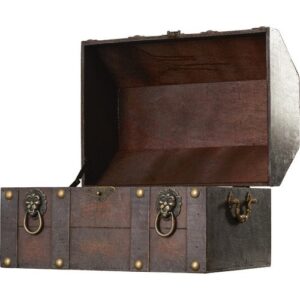 Vintiquewise(TM) Antique Pirate Treasure Chest/Box with Lion Rings