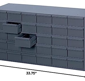 Durham 034-95 Gray Cold Rolled Steel Storage Cabinet, 33-3/4" Width x 21-1/2" Height x 11-3/4" Depth, 30 Drawer