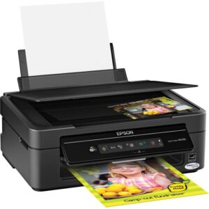 epson stylus nx230 small-in-one inkjet printer, 5760 x 1440 optimized dpi resolution, 4.3 iso ppm black/2.2 iso ppm color print speed