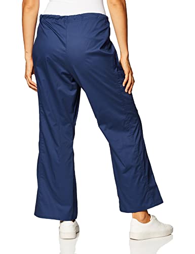 Scrubs for Women Workwear Core Stretch Drawstring Cargo Scrub Pants Plus Size 4044P, 2XL Petite, Navy