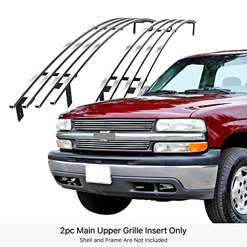 APS Compatible with Chevy Silverado 1500 1999-2002 & 00-06 Suburban Tahoe Main Upper Stainless Steel Chrome Billet Grille Grill Insert C85068A