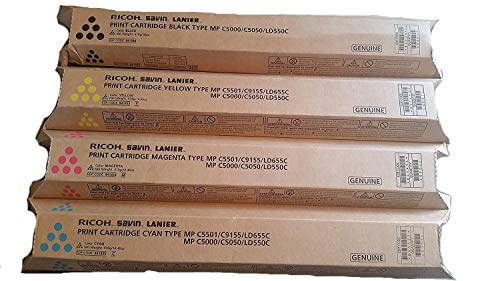 Genuine Ricoh MP C5000 C5050 LD550C Toner Bundle Set BCYM 841284, 841453, 841454, 841455