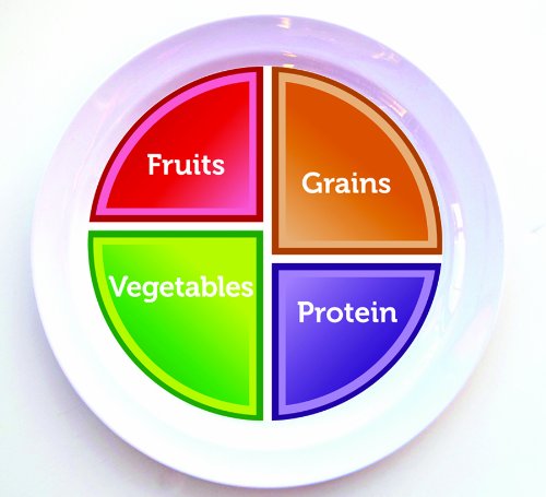 Portion control plate MyPlate for Teens or Adults - (1 plate) Healthy nutrition plate for balanced eating, (English)