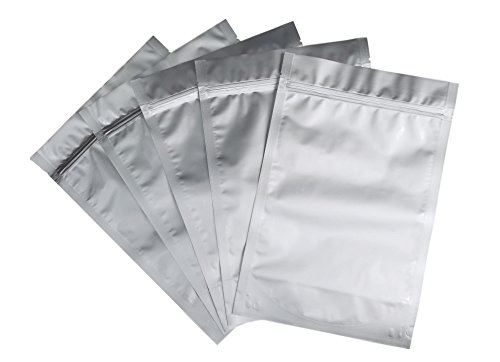 (50) - 8"x12"x4" Zip Seal Stand Up One Color Mylar Bag Gusseted Pouches - 5 mil Genuine Resealable Aluminum Foil-Lined Bag for Long Term Food, Grain, Baking, Coffee, Storage Container