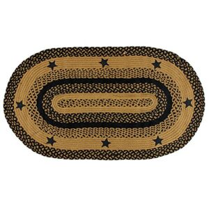 Star Black Premium Braided Collection | Primitive, Rustic, Country, Farmhouse Style | Jute/Cotton | 30Days Risk Free | Accent Rug/Door Mat/Floor Carpet(Oval 27"x48", Star Black)