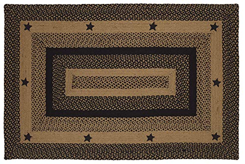 IHF Home Décor |Star Black Premium Braided, Collection | Primitive, Rustic, Farmhouse Style | Jute/Cotton | 30Days Risk Free | Accent Rug/Door Mat/Floor Carpet (36"x60" Rect, Star Black)