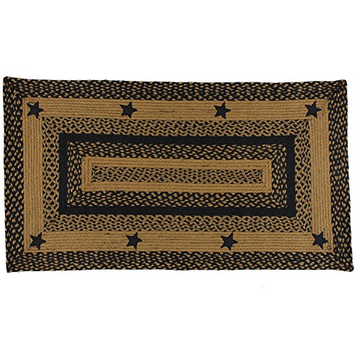 IHF Home Décor |Star Black Premium Braided, Collection | Primitive, Rustic, Farmhouse Style | Jute/Cotton | 30Days Risk Free | Accent Rug/Door Mat/Floor Carpet (36"x60" Rect, Star Black)