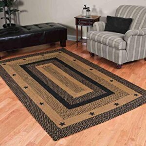 IHF Home Décor |Star Black Premium Braided, Collection | Primitive, Rustic, Farmhouse Style | Jute/Cotton | 30Days Risk Free | Accent Rug/Door Mat/Floor Carpet (36"x60" Rect, Star Black)