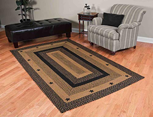 IHF Home Décor |Star Black Premium Braided, Collection | Primitive, Rustic, Farmhouse Style | Jute/Cotton | 30Days Risk Free | Accent Rug/Door Mat/Floor Carpet (36"x60" Rect, Star Black)