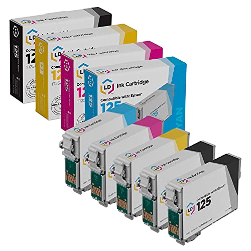 LD Products Remanufactured Ink Cartridge Replacement for Epson 125 (2 Black, 1 Cyan, 1 Magenta, 1 Yellow, 5-Pack)