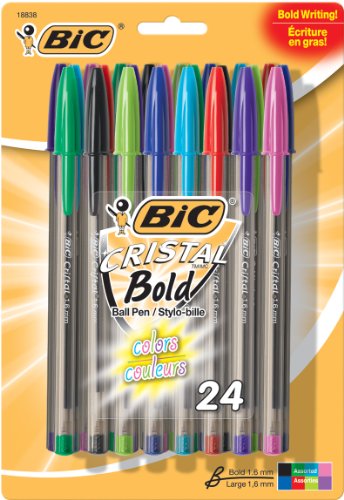 BIC Cristal Bold Ball Pen 24pk Assorted