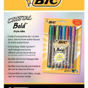 BIC Cristal Bold Ball Pen 24pk Assorted