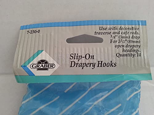 Graber 3-Inch Slip On Drapery Hooks with 1/8-Inch Drop. 14 Hooks per Bag