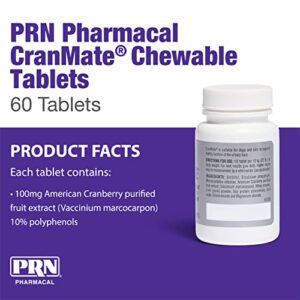 PRN Pharmacal CranMate Cranberry Supplement - Chewable Cranberry Extract Nutritional Supplements for Dogs & Cats - Cranberry Urinary Tract Health - 60 Chew Tabs