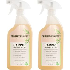 naturally it's clean carpet stains & odors cleaner; plant based enzyme safely cleans pet/food stains, grease & ink from carpets, rugs, upholstery & drapery, 24oz spray bottle x 2 pack