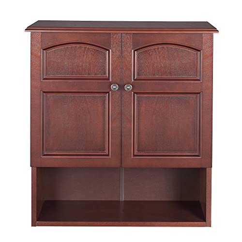 Elegant Home Fashions Martha Wooden Removable 2 Door Wall Cabinet, Mahogany