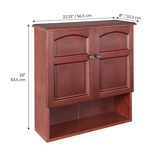 Elegant Home Fashions Martha Wooden Removable 2 Door Wall Cabinet, Mahogany