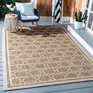 safavieh courtyard collection 8' x 11' brown/bone cy6916 indoor/ outdoor patio backyard mudroom area-rug