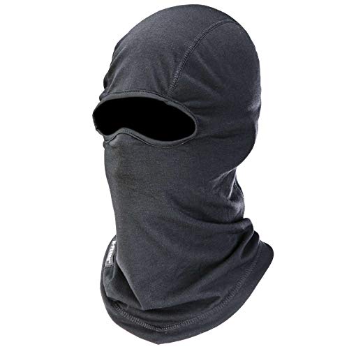 Ergodyne - 16824 Natural Wool Balaclava Ski Mask, Winter Face Mask, Moisture Wicking, N-Ferno 6824 Black