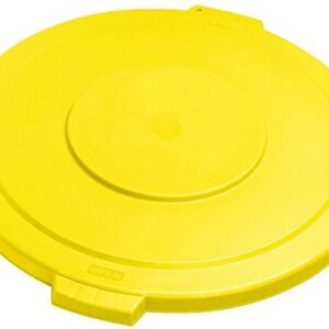 Carlisle FoodService Products 34105604 Bronco Polyethylene Round Lid, 26-1/2" Diameter x 2-1/4" Height, Yellow, for 55 Gallon Trash Containers