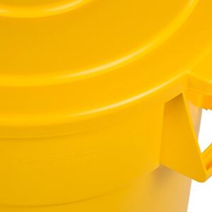 Carlisle FoodService Products 34105604 Bronco Polyethylene Round Lid, 26-1/2" Diameter x 2-1/4" Height, Yellow, for 55 Gallon Trash Containers