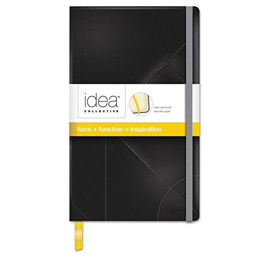 Oxford Idea Collective Hardcover Journal, 5" x 8-1/4", Lined Pages, Black Embossed Cover, Cream Paper, Interior Pocket, 240 Pages (56872)