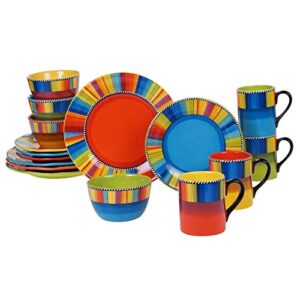 certified international sierra 16 piece dinnerware set, service for 4, multicolored