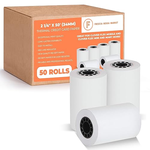 Thermal Credit Card Paper Rolls Printer Paper Receipts 2 1/4" X 50' for Popular Credit Card Machines POS and Cash Registers BPA Free 50 Rolls (CORE 50 Rolls)