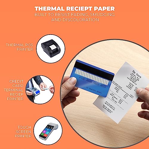 Thermal Credit Card Paper Rolls Printer Paper Receipts 2 1/4" X 50' for Popular Credit Card Machines POS and Cash Registers BPA Free 50 Rolls (CORE 50 Rolls)