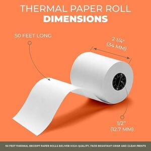 Thermal Credit Card Paper Rolls Printer Paper Receipts 2 1/4" X 50' for Popular Credit Card Machines POS and Cash Registers BPA Free 50 Rolls (CORE 50 Rolls)